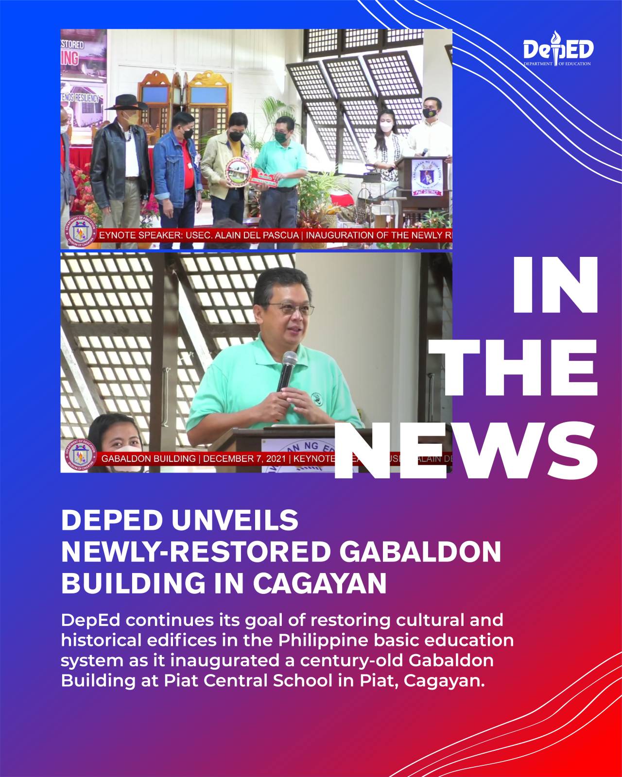 DepEd unveils newly-restored Gabaldon building in Cagayan | Department ...